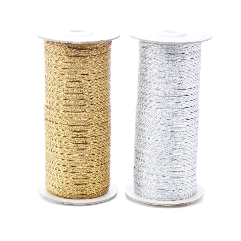 Flat Elastic Lurex - Decorative Braided Cord Elastic Made in Leicester UK